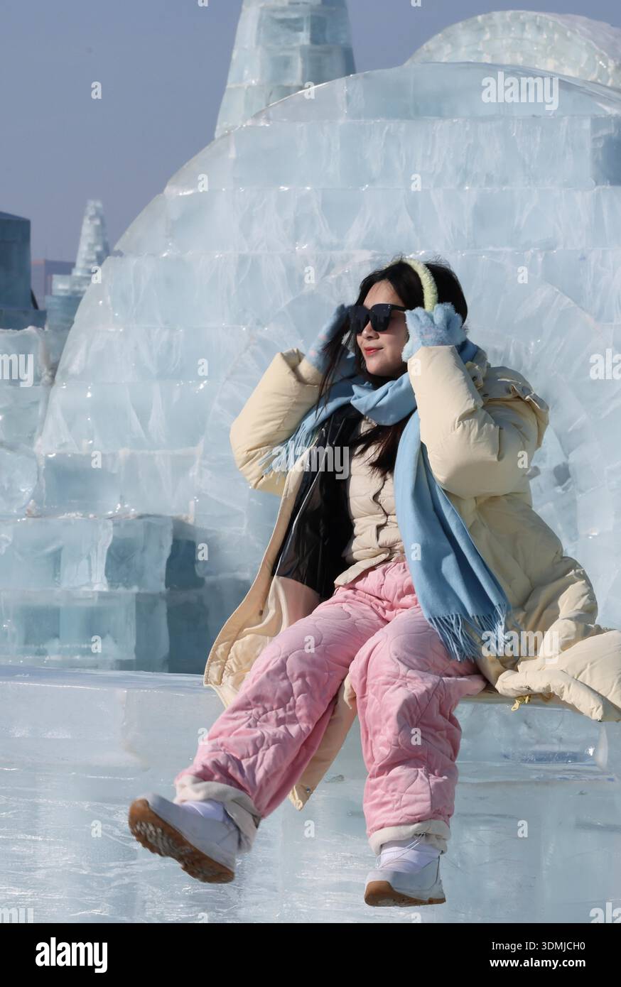 Visitors enjoy the 27th Harbin Ice and Snow World despite the cold ...