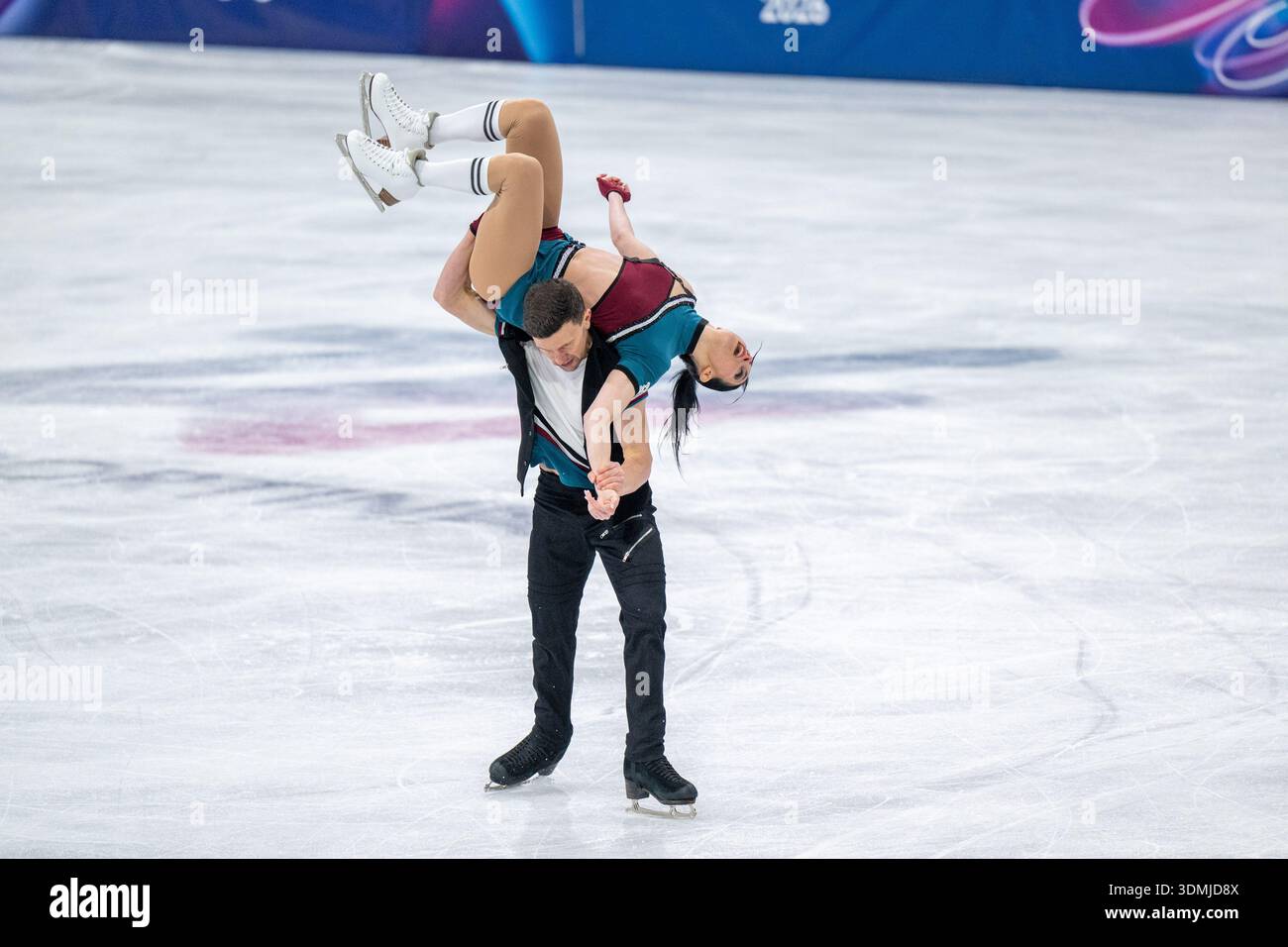 Charlene Guignard and Marco Fabbri from Italy during the Winter Olympic ...