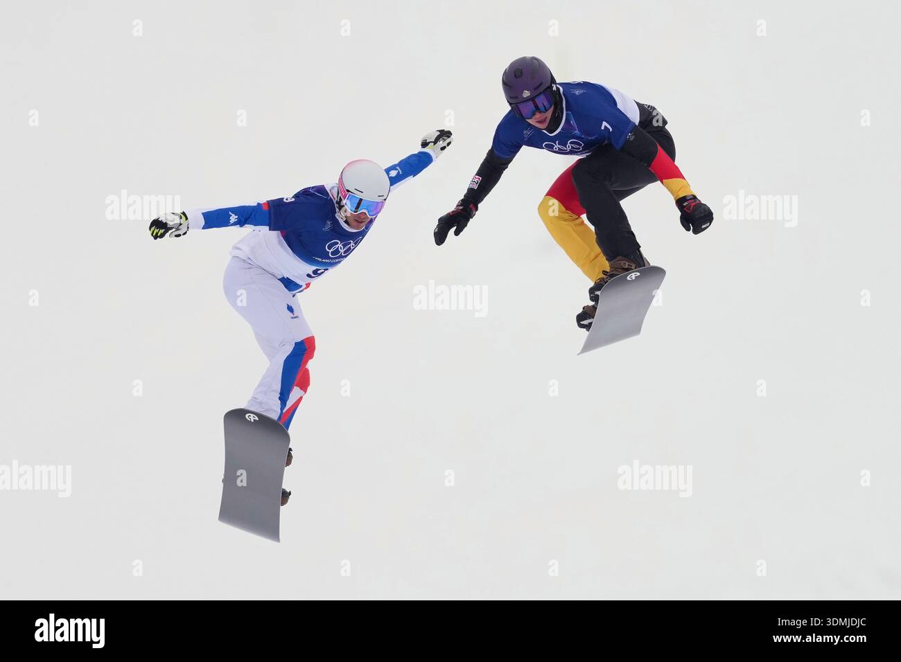 France's Merlin Surget, left, and Germany's Leon Ulbricht practice ...