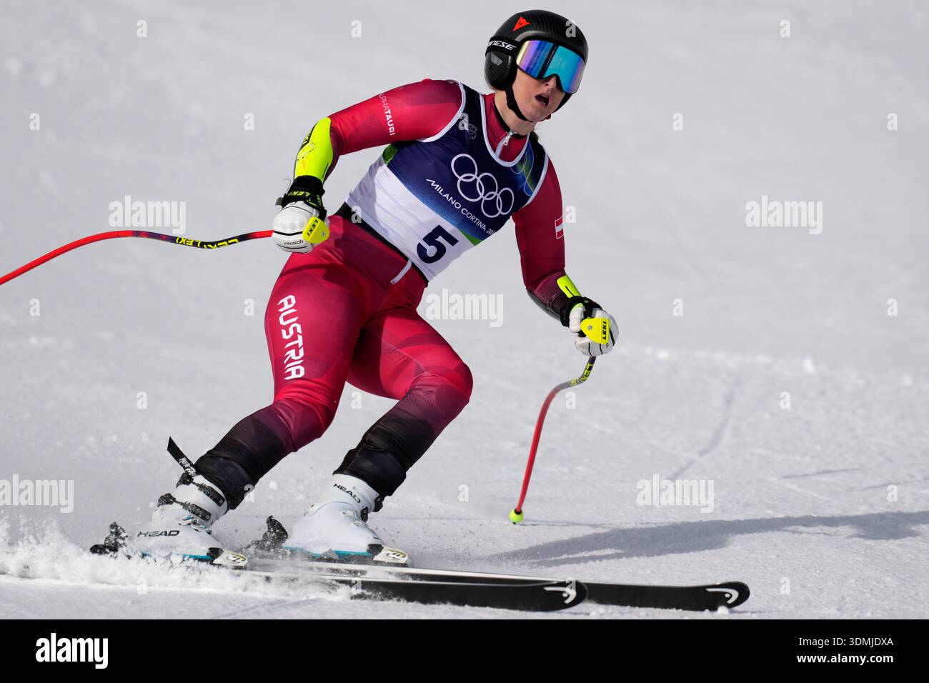Austria's Nina Ortlieb at the finish area during an alpine ski, women's ...