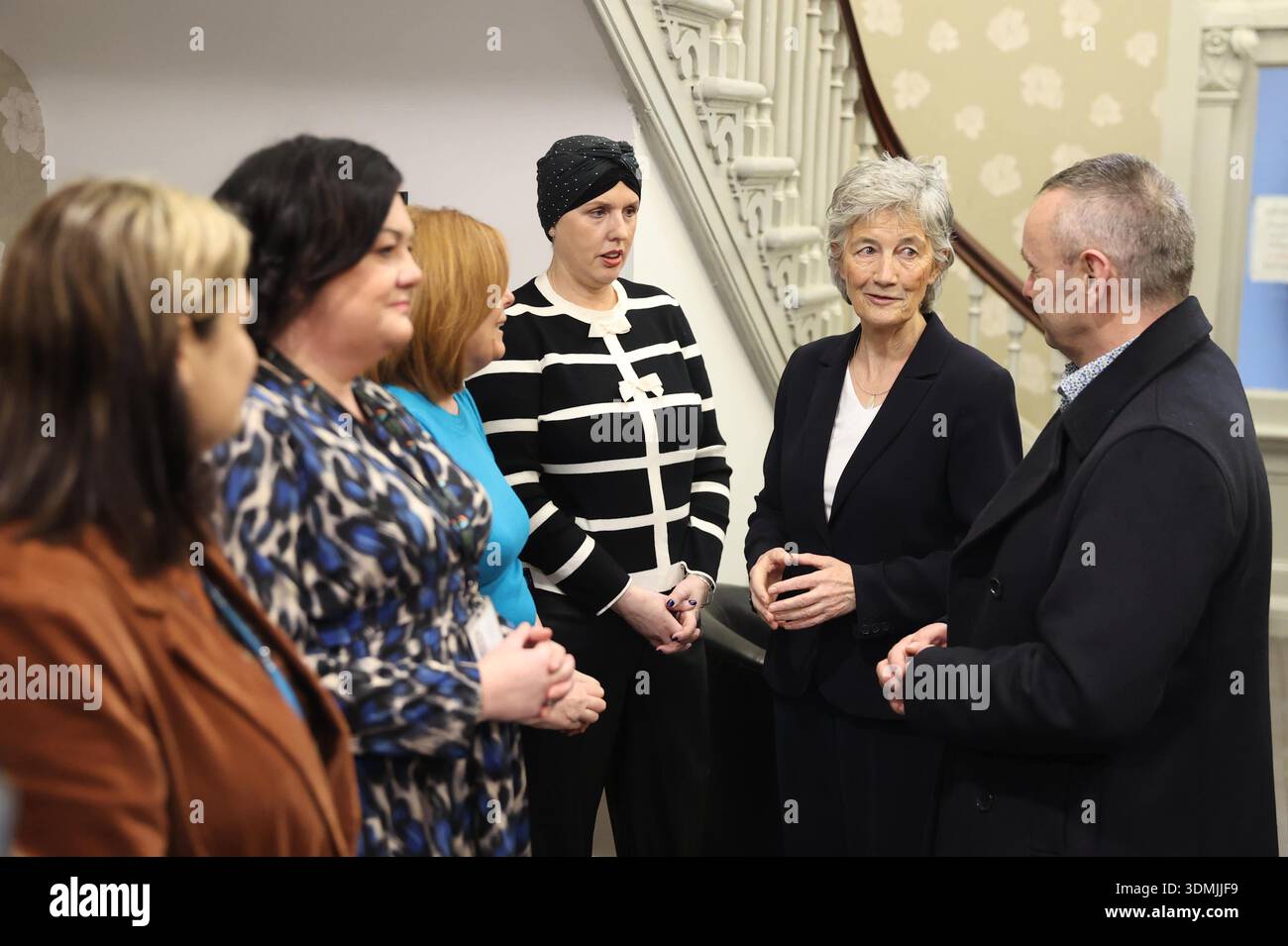 President of Ireland Catherine Connolly speaking to community workers ...