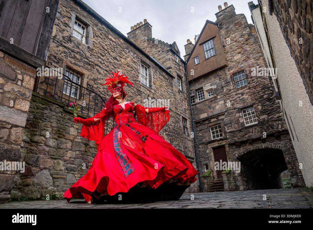 Edinburgh mask maker Lorraine Pritchard models a new Venetian mask and ...
