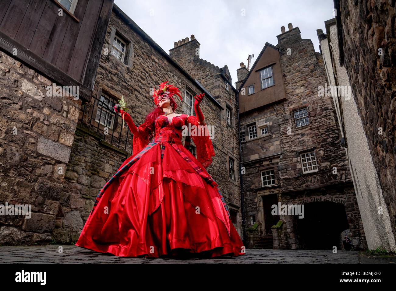 Edinburgh mask maker Lorraine Pritchard models a new Venetian mask and ...