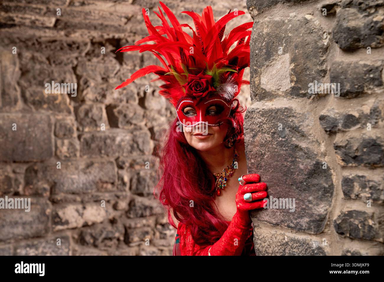 Edinburgh mask maker Lorraine Pritchard models a new Venetian mask and ...