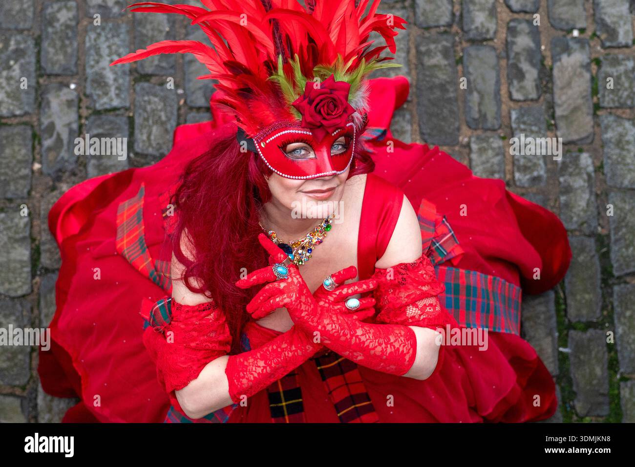 Edinburgh mask maker Lorraine Pritchard models a new Venetian mask and ...