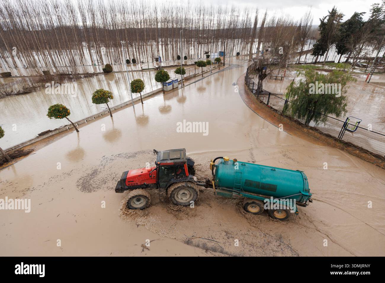 Streets in the municipality of Villanueva Mesía, Granada, flooded by ...