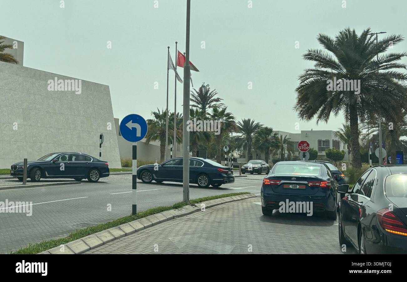 A convoy of vehicles carrying Iranian delegation is seen driving ...