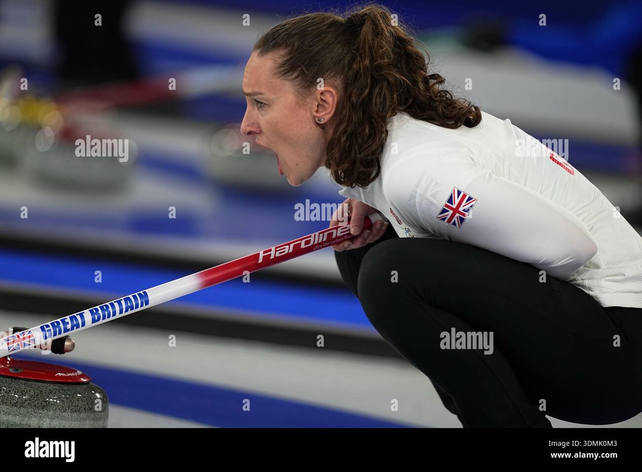 Britain's Jennifer Dodds in action during the mixed doubles round robin ...
