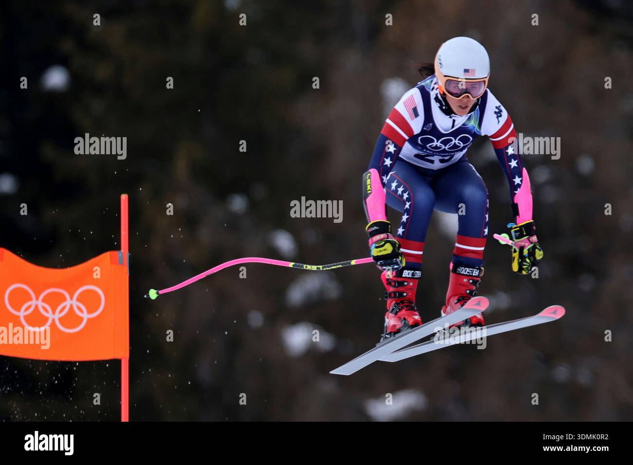 United States' Isabella Wright speeds down the course during an alpine ...