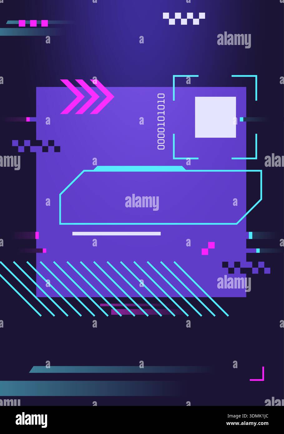 Cyber technology banner with futuristic blue digital element. Vector ...