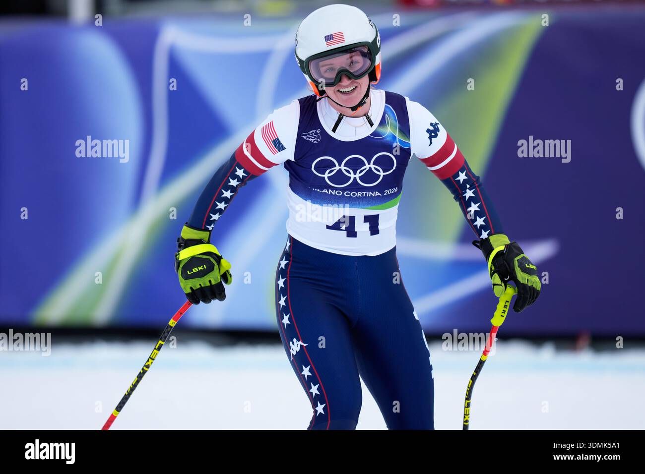 United States' Mary Bocock at the finish area during an alpine ski ...