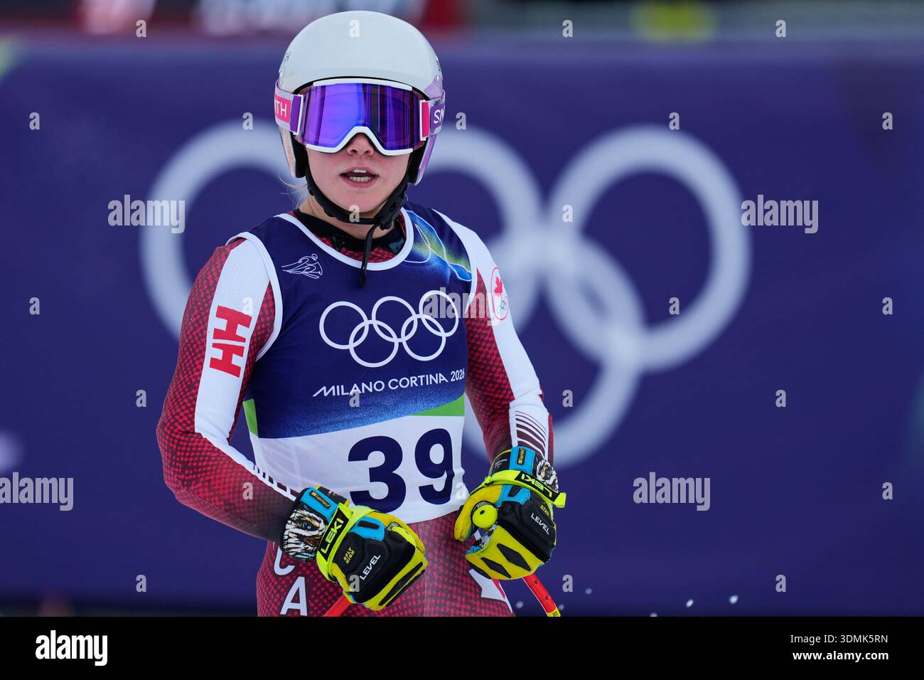 Canada's Cassidy Gray at the finish area during an alpine ski, women's ...