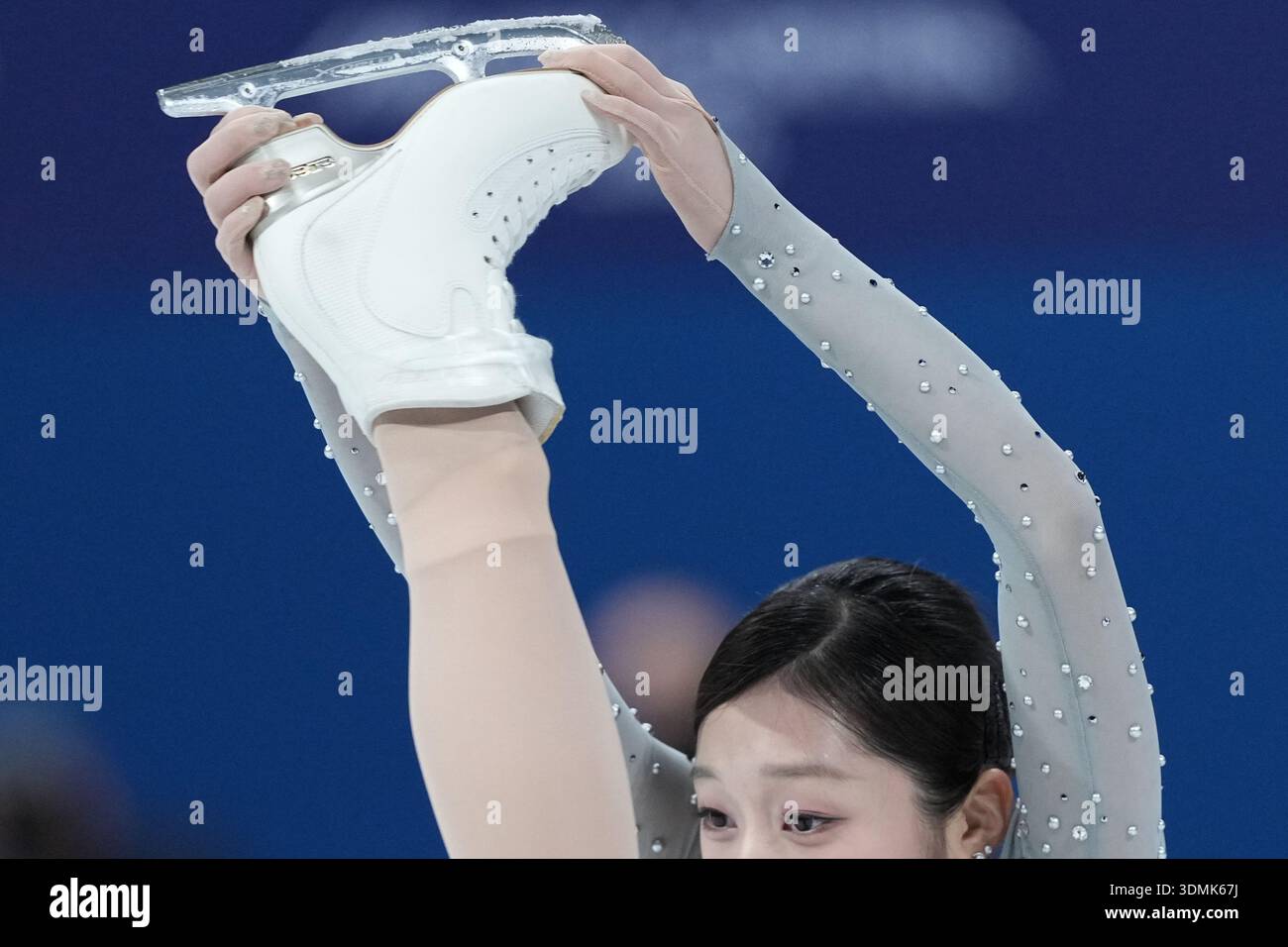 Shin Jia of Korea competes during the figure skating women's team event ...