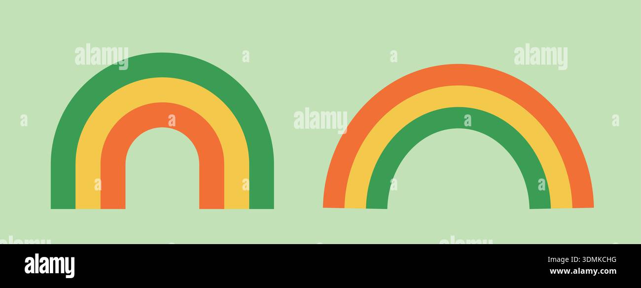 Set of St. Patrick's day rainbow flat vector illustration. Cute Saint ...
