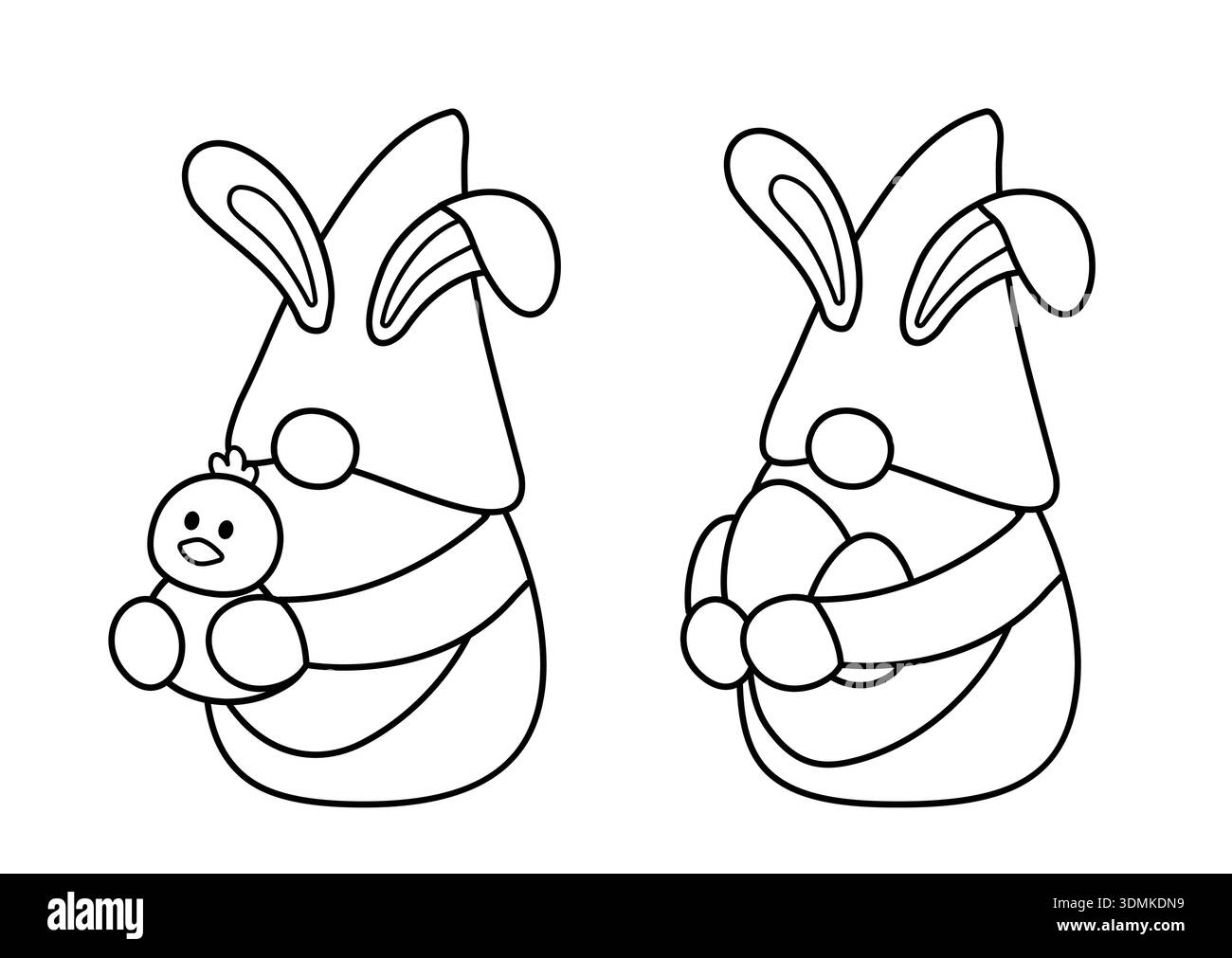 Easter Gnomes Coloring Page and Template Set. Cute spring Gnomes ...