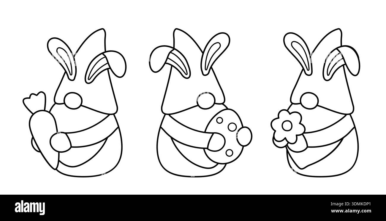 Easter Gnomes Coloring Page and Template Set. Cute spring Gnomes ...