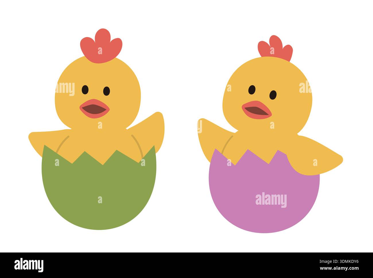 Cute Spring Easter Chicken Clipart. Easter Chick Sitting in Eggshells ...