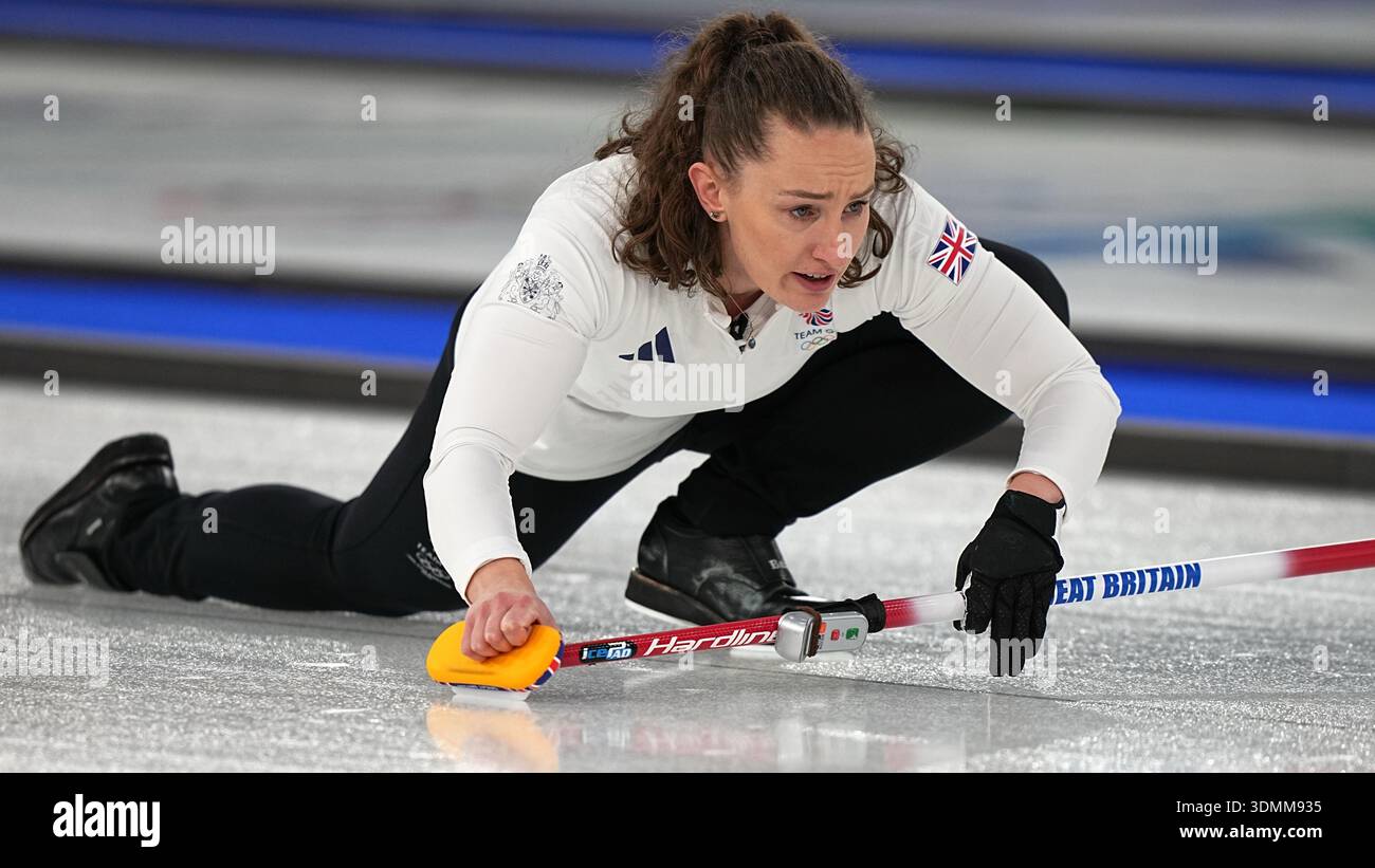 Britain's Jennifer Dodds in action during the mixed doubles round robin ...