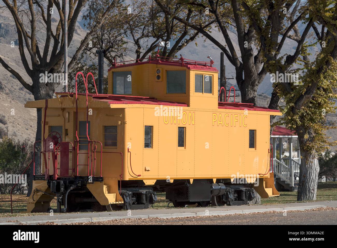 Union Pacific Railroad caboose in the city park in Huntington, Oregon ...