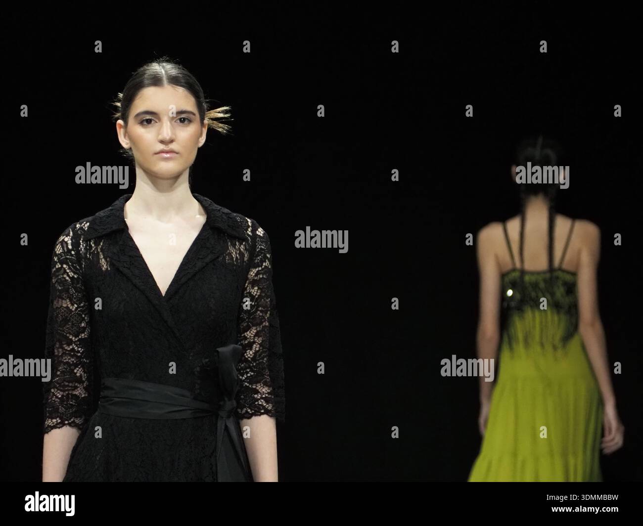 The model walks on the catwalk at the MOMAD 2026 International Fashion ...