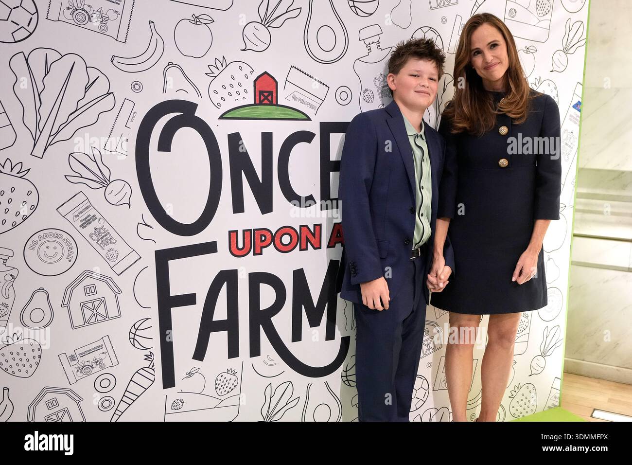Once Upon a Farm co-Founder Jennifer Garner and son Sam Affleck pose ...
