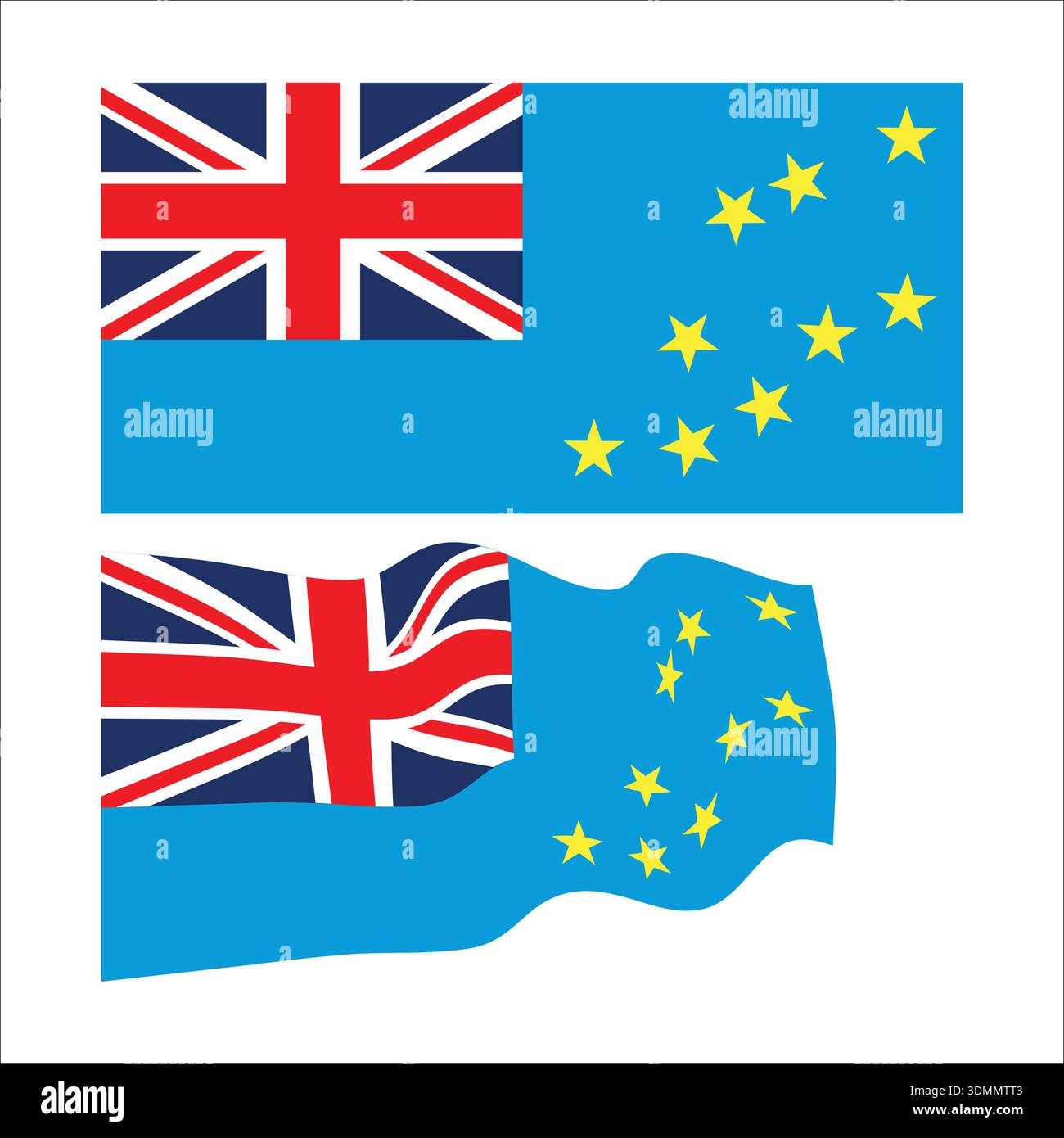Tuvalu national flag featuring union jack and nine yellow stars in ...