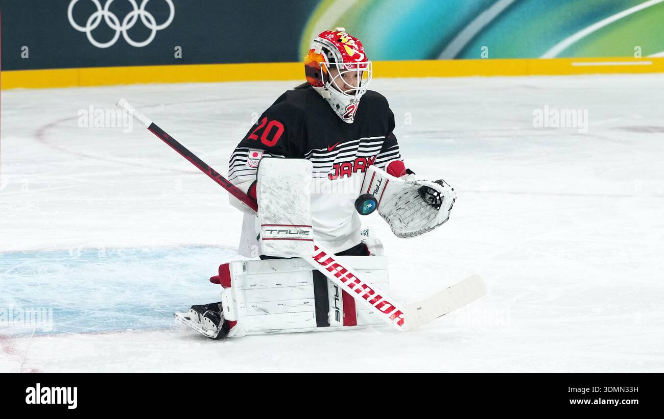 Japan's Miyuu Masuhara makes a save during a preliminary round match of ...