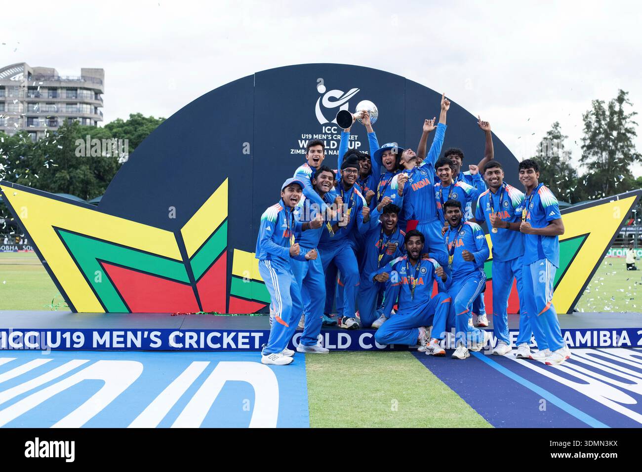 India's players celebrate winning the ICC Men's Under-19 World Cup ...