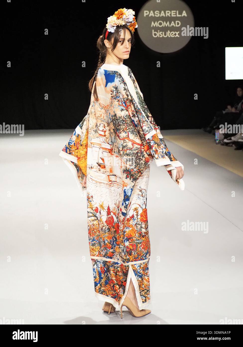The model walks in the DI DE SANT fashion show at the MOMAD 2026 ...
