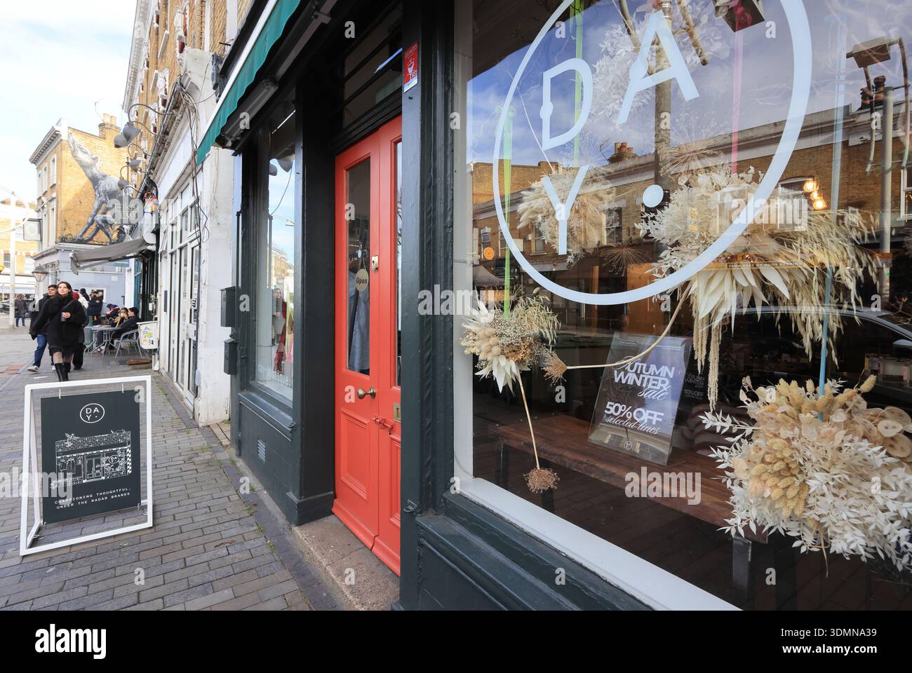 Shops and cafes on trendy Bellenden Road in Peckham, SE London, UK ...