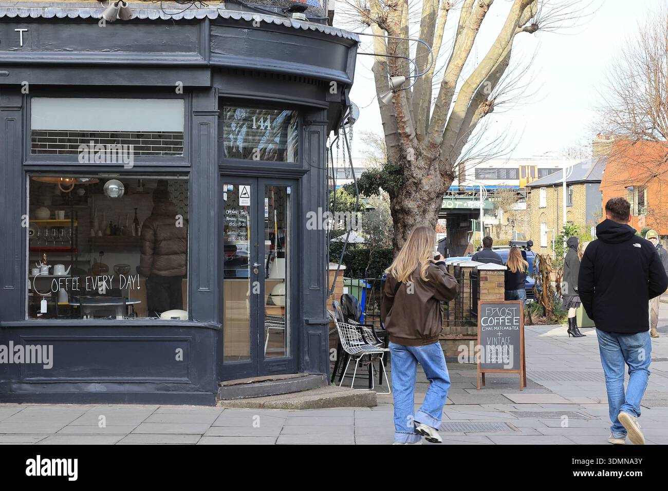 Shops and cafes on trendy Bellenden Road in Peckham, SE London, UK ...