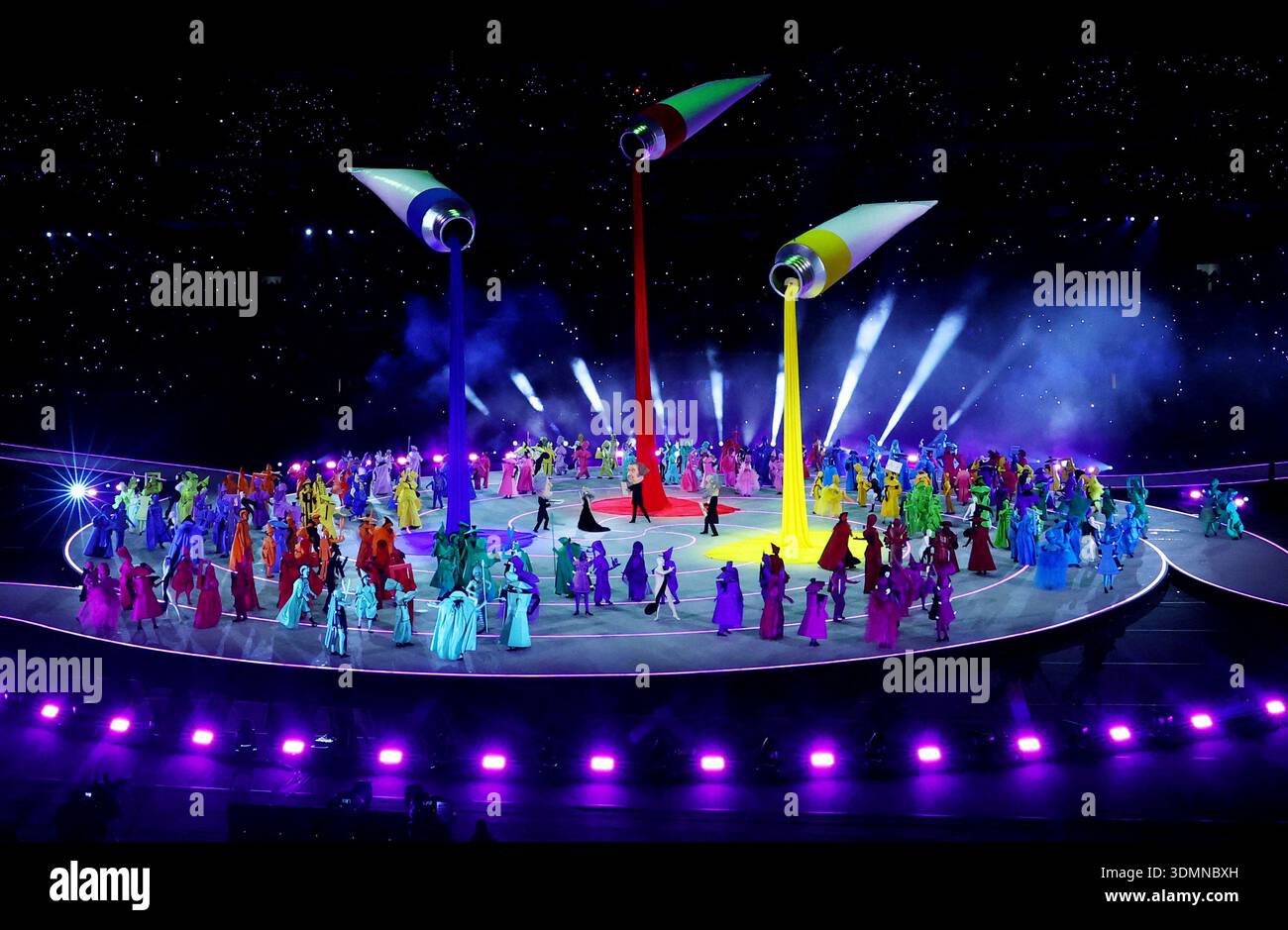 Performers at the Olympic opening ceremony at the 2026 Winter Olympics ...