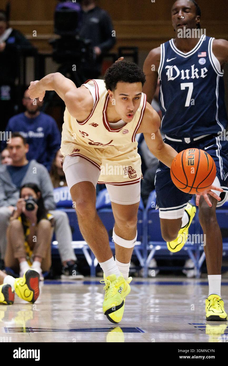 Boston College's Caleb Steger (30) handles the ball during an NCAA ...