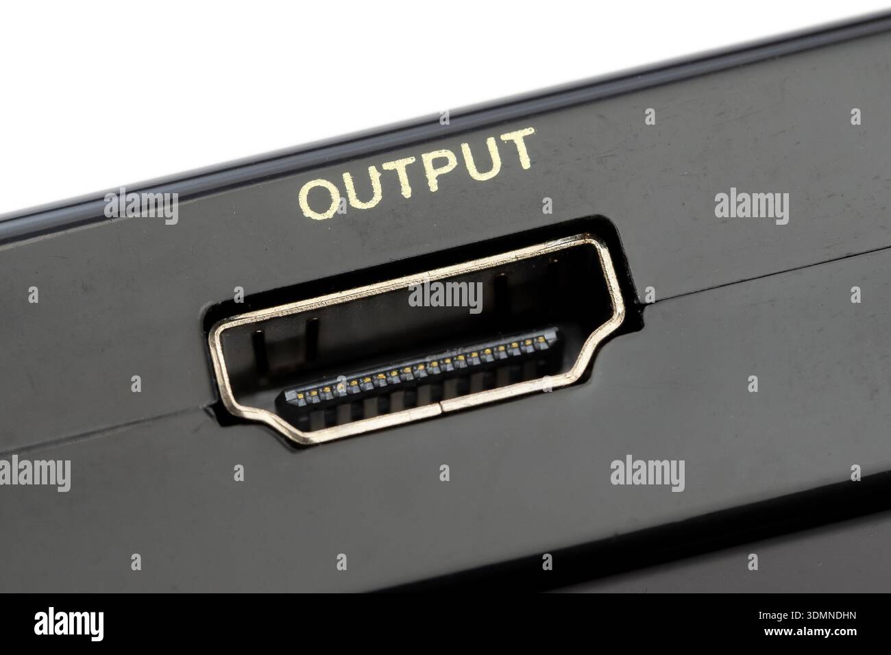HDMI output port on a generic electronic device closeup, digital audio ...