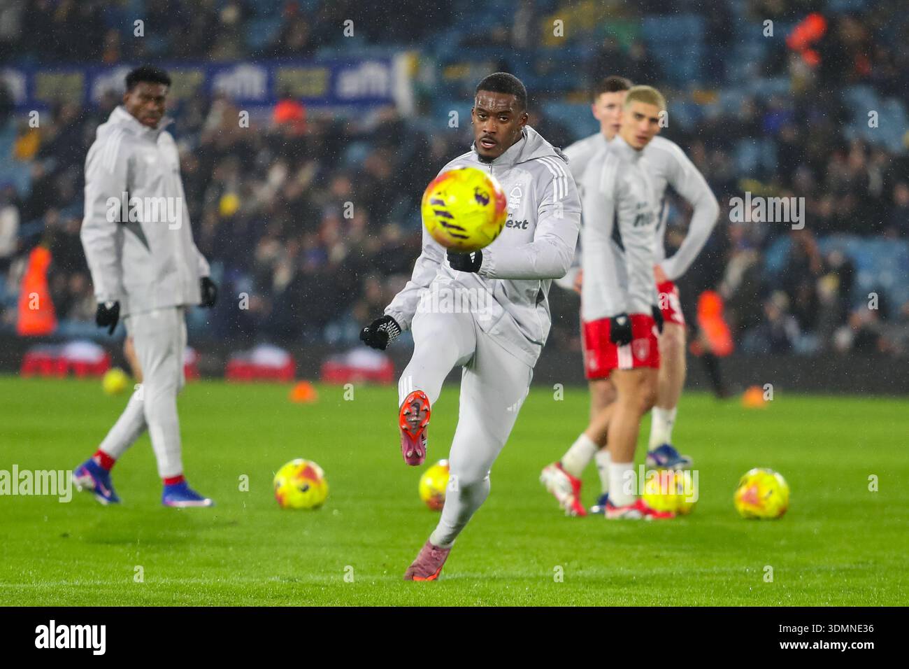 Callum Hudson-Odoi Of Nottingham Forest warms up during the Leeds ...