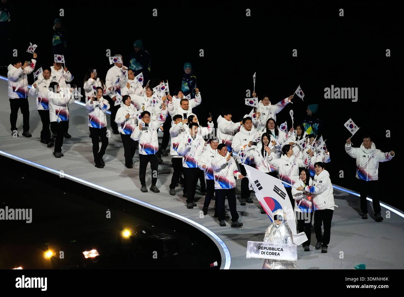 Athletes from South Korea attend the Olympic opening ceremony at the ...