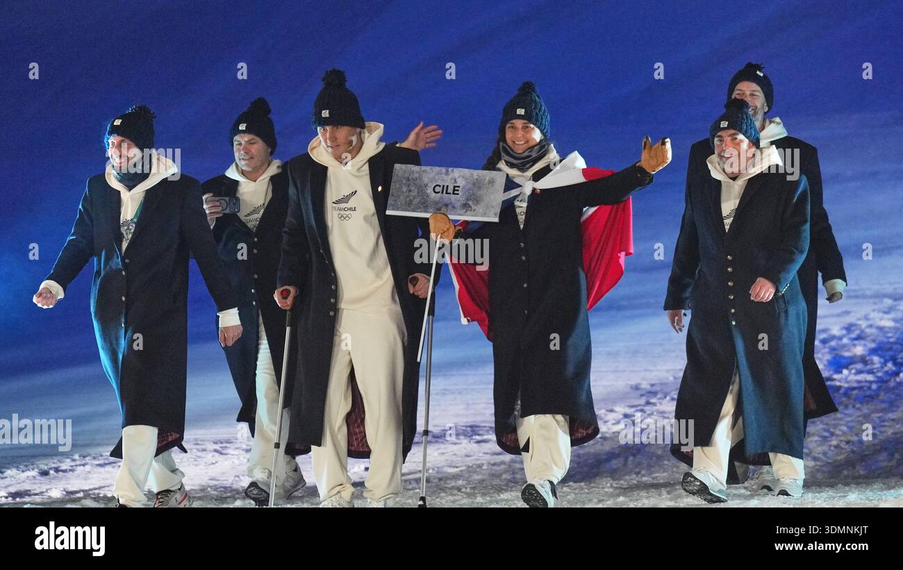 Athletes from Chile walk during the Olympic opening ceremony at the ...