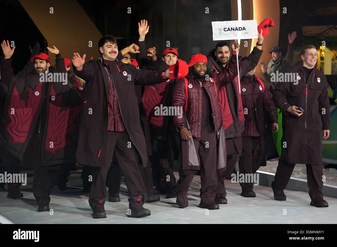 Team Canada arrives for the Olympic opening ceremony at the 2026 Winter ...