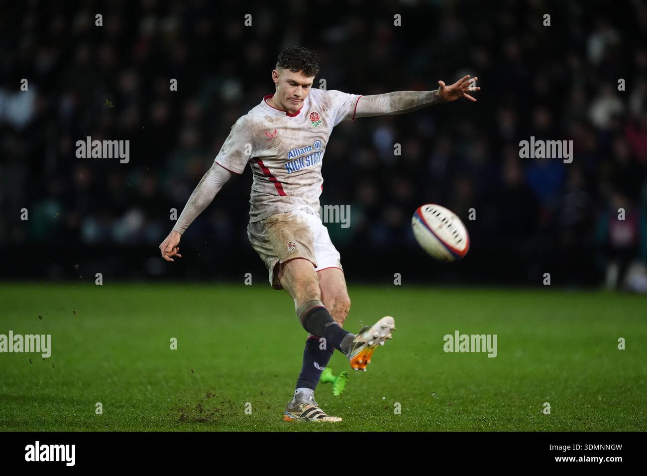 England's Luke Davidson kicks during the Under-20 Men's Six Nations ...