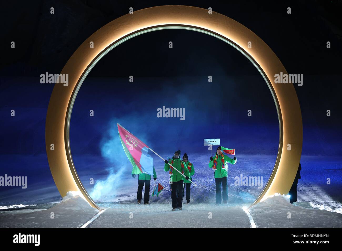 Eritrea's flag bearer Shannon Abeda leads the team, during the Olympic ...