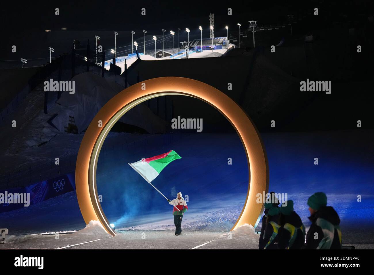 Mathieu Gravier, flag bearer of Madagascar, walks during the Olympic ...