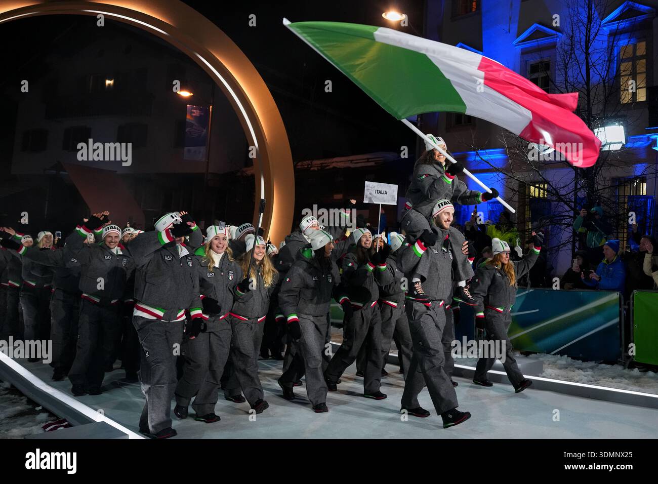 Team Italy arrives for the Olympic opening ceremony at the 2026 Winter ...