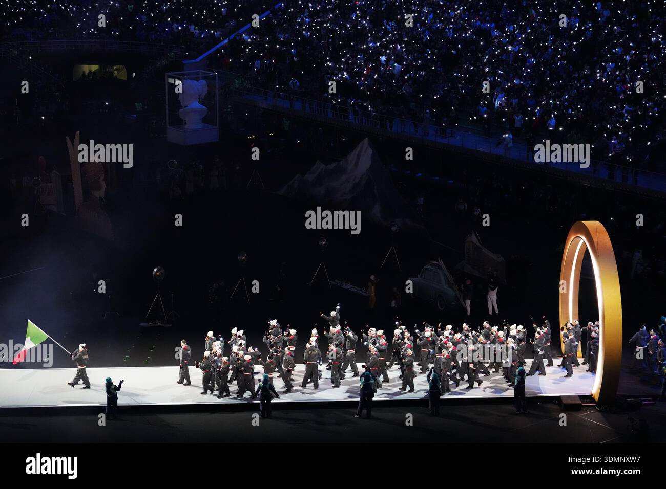 Athletes from Italy attend the Olympic opening ceremony at the 2026 ...