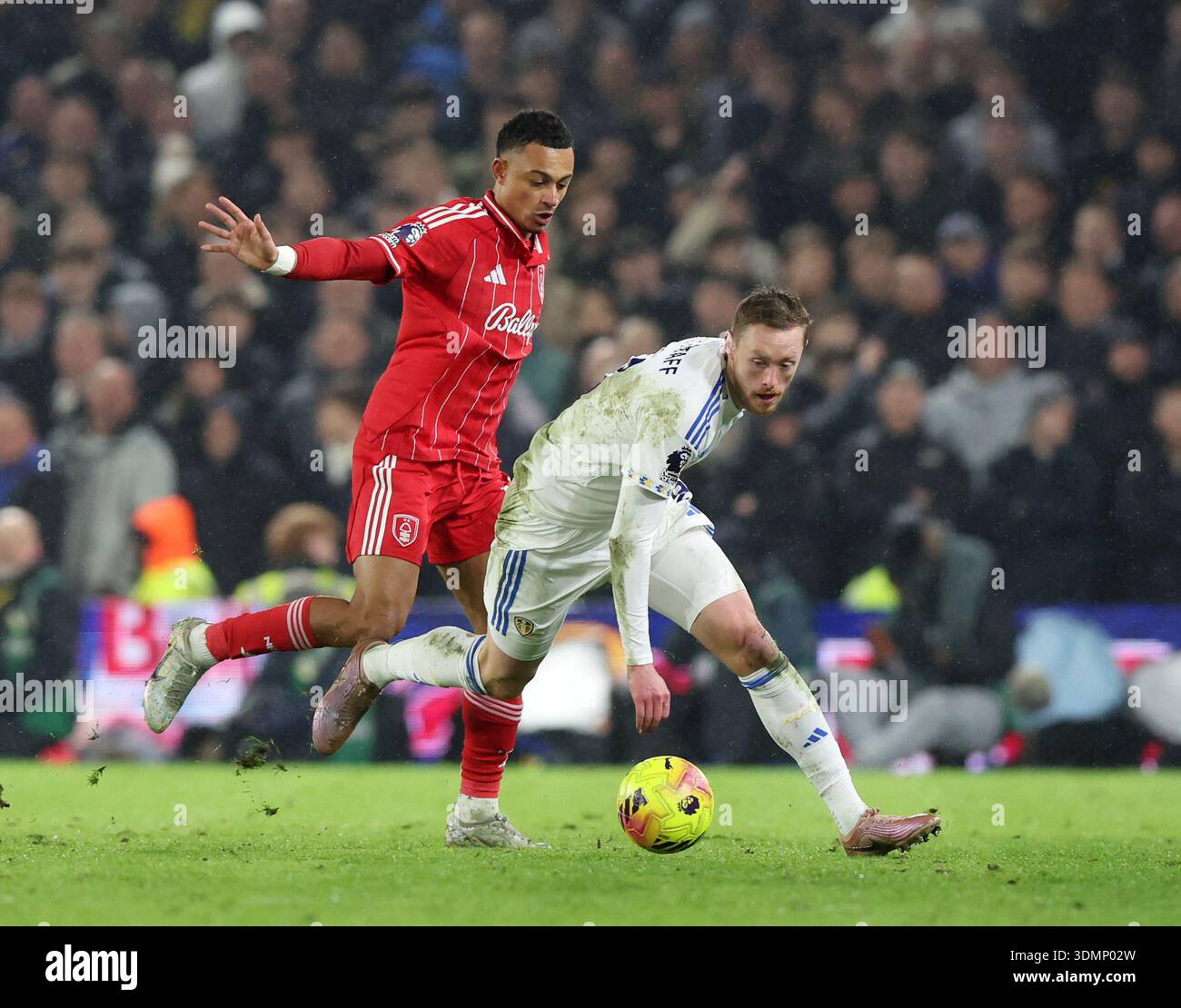 Leeds, England, 6th February 2026. Dan Ndoye of Nottingham Forest (l ...