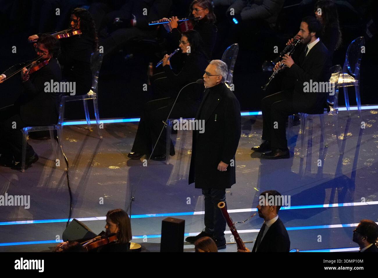 Singer Andrea Bocelli performs during the Olympic opening ceremony at ...