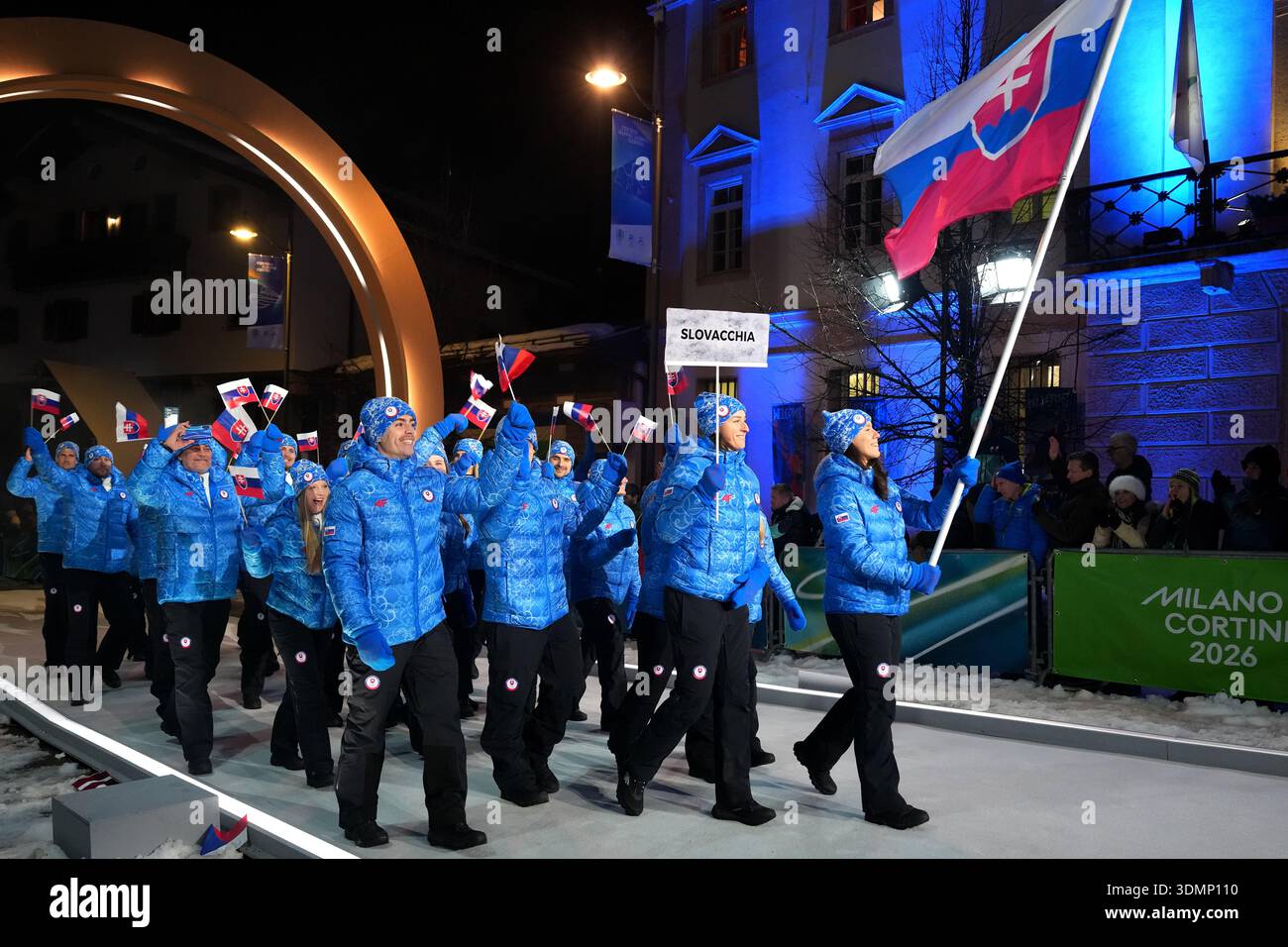 Viktoria Cernanska, flag bearer of Slovakia, leads his team in during ...