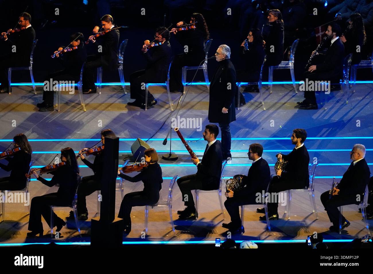 Singer Andrea Bocelli performs during the Olympic opening ceremony at ...