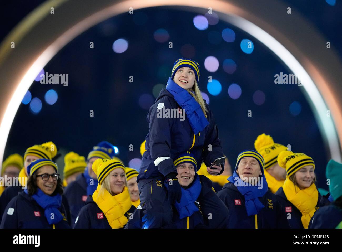 Sweden arrives during the Olympic opening ceremony at the 2026 Winter ...