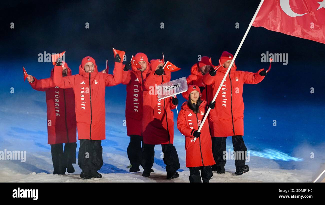 Irem Dursun, the flag bearer of Turkey, takes part in the athletes ...