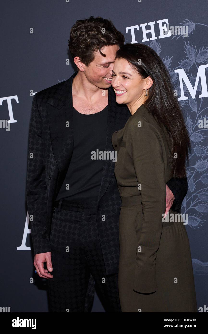 Jamie Bogyo, left, and Marisa Abela pose for photographers upon at the ...